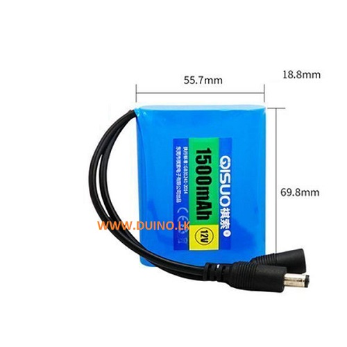 DC 12V 1500mAh Rechargeable Li-Battery Pack - Duinolk | The Biggest ...