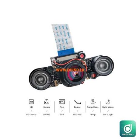Raspberry Pi 4B/3B+ IRCUT 5MP Fish Eye Night Vision Focal Camera Kit ...